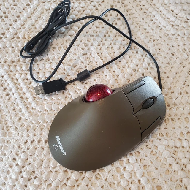 VINTAGE MICROSOFT TRACKBALL Optical 1.0 USB Wired Mouse 5-Button PS/2 ...