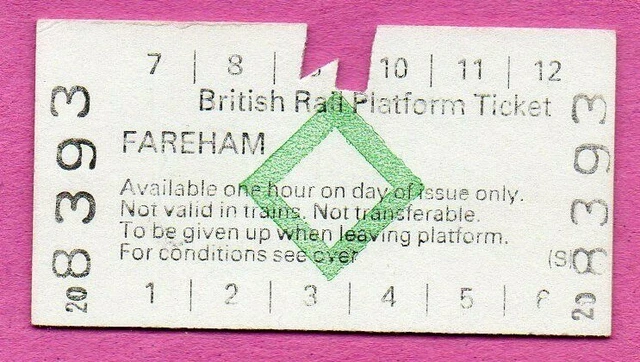 BR (S) RAILWAY platform ticket - FAREHAM. Edmondson card green diamond ...