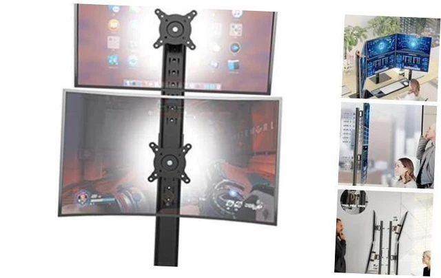 DUAL MONITOR STAND - Vertical Stack Screen Free-Standing Monitor Riser ...