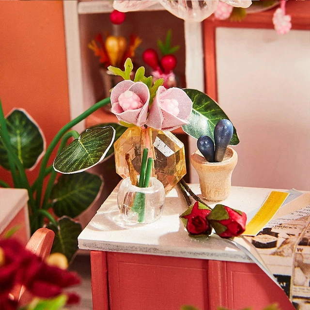 FLOWER DIY ASSEMBLY Dollhouse Mini Home Craft Model Doll House Model ...