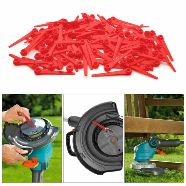100X KUNSTSTOFFMESSER ERSATZMESSER für Gardena Rasentrimmer EasyCut Li ... 100X KUNSTSTOFFMESSER ERSATZMESSER für Gardena Rasentrimmer EasyCut Li ...