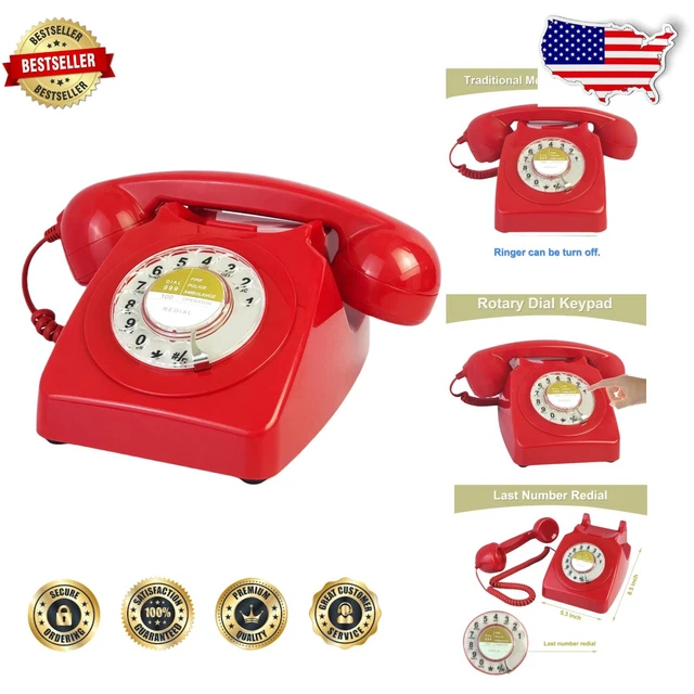 VINTAGE RED ROTARY Dial Landline Phone - Perfect Gift for Nostalgia ...