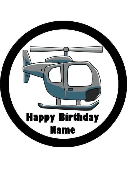 HELICOPTER EDIBLE WAFER Cake Topper Birthday Cake & Cupcake Decoration ...