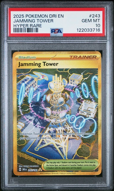 2025 POKEMON DRI En-Destined Rivals Hyper Rare #243 Jamming Tower Psa ...