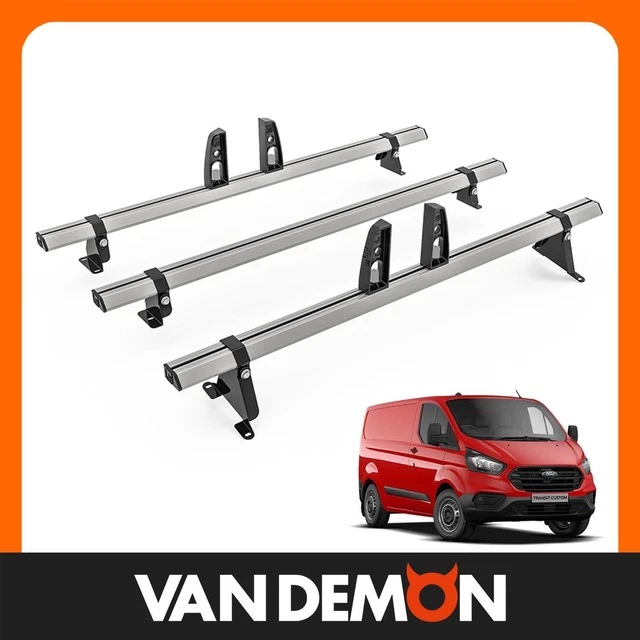 FORD TRANSIT CUSTOM Roof Rack for 2013-2024 Low (H1 Roof) 3x Roof Bars ...