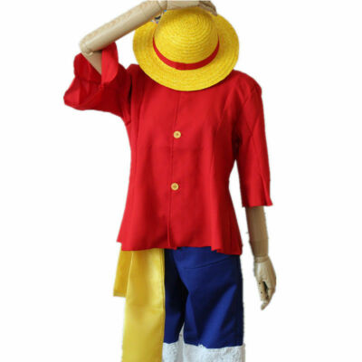 ONE PIECE MONKEY D Luffy 2 Years Later Cosplay Costume with Hat Book ...