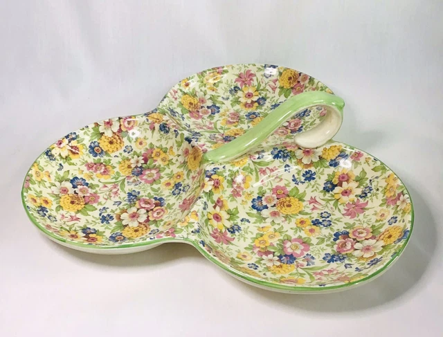 VINTAGE F BUCKLEY & Son Plex St Pottery Staffordshire Chintz 3 Section ...
