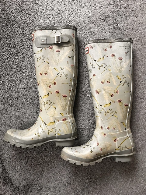 RARE HUNTER ORIGINAL Tall Wellies | RHS Thistle Floral Print | UK 4 ...