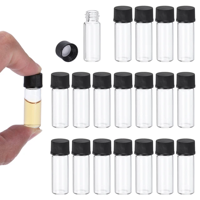 100 PACK 2ML Clear Glass Vials Sample Vials with Screw Cap Reagent ...