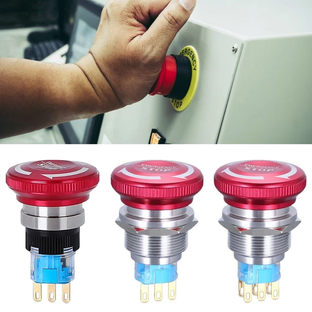 METAL BUTTON SWITCH 16/19/22mm Emergency Stop Switch Mushroom Head $16. ...
