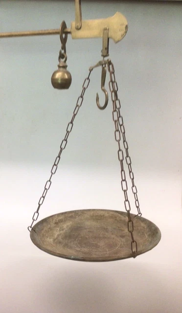 ANTIQUE BRASS SCALES, Hanging Scale With Pan, Beam Scale With Weight ...