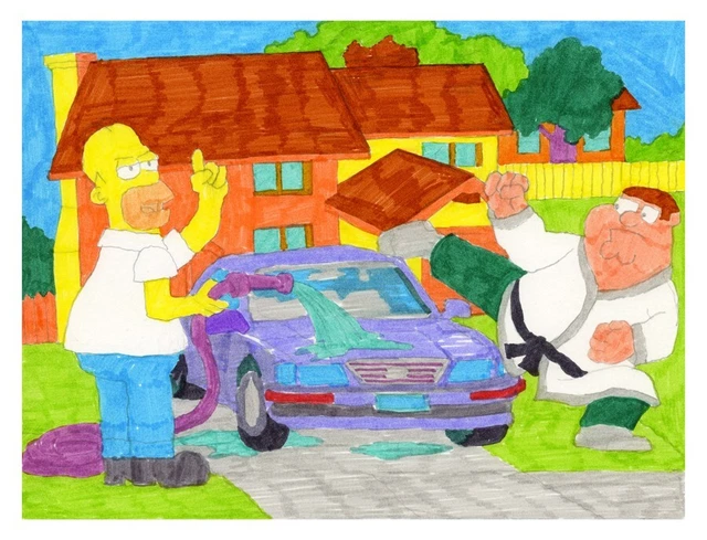 BART SIMPSON FAMILY Guy Original Bootleg fan Art. Signed 2019 Bad Buzz ...