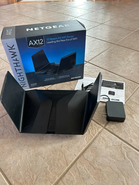 NETGEAR NIGHTHAWK AX12 Dual-Band 12-Stream Wi-Fi 6 Router RAX120 AX6000 ...