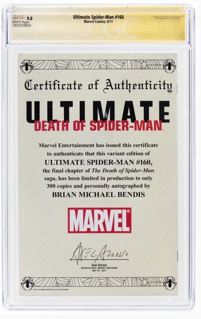 ULTIMATE SPIDER-MAN 160 CGC 9.0 2X SIGNED BAGLEY & BENDIS £69.16 ...