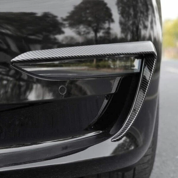 TESLA MODEL 3 2021- Carbon Fibre Pattern Front Fog Light Lamp Eyebrow ...