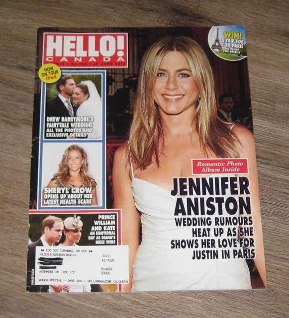 HELLO CANADA MAGAZINE Jennifer Aniston KATE Middleton DREW Barrymore ...