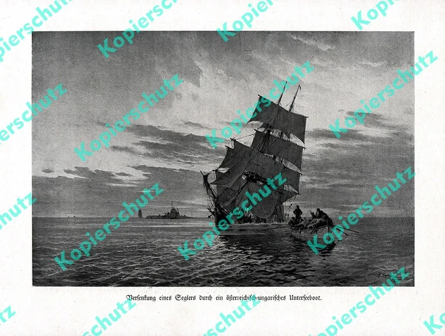 AUGUST VON RAMBERG k.k. Kriegsmarine U-Boot Adria Versenkung Großsegler ...