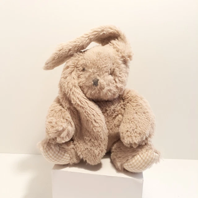 MORGAN & FINCH Bunny Rabbit Soft Toy 16cm Gingham Lined Ears Plush ...