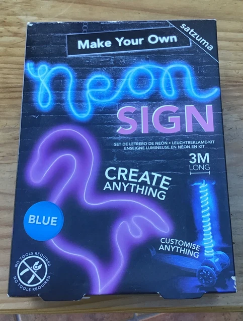 SATZUMA MAKE YOUR Own Neon Effect Sign 3M Neon String Light Kit BLUE No ...