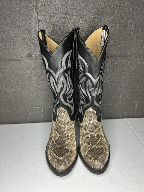 MENS VINTAGE COWTOWN Diamondback Rattlesnake Cowboy Boots 8D Made In ...