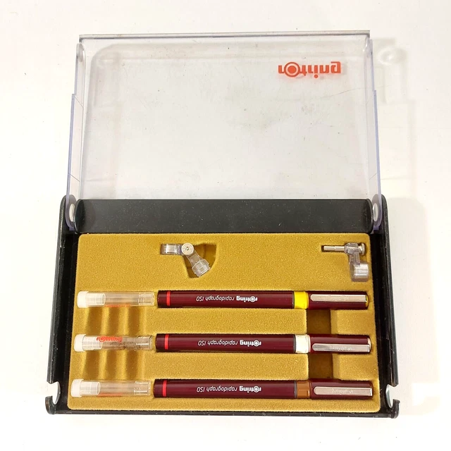 VINTAGE TECHNICAL DRAWING Pen Set rOtring Rapidograph ISO Made in ...