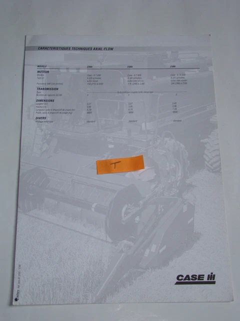 MATÉRIEL AGRICOLE CASE IH Fiche technique Axial Flow Tracteur no SFV John Deere EUR 2,99 ...