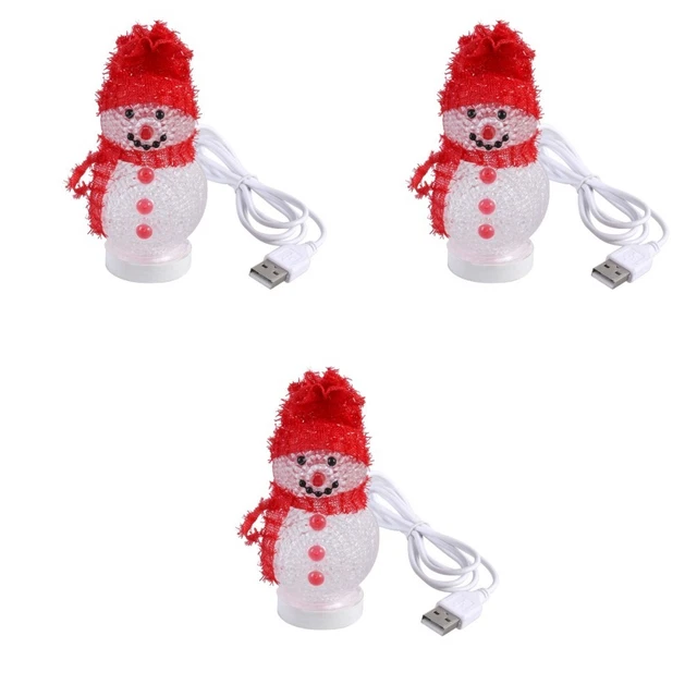 SET OF 3 Snowman Table Lamp Christmas Decorations Childrens Night Light ...