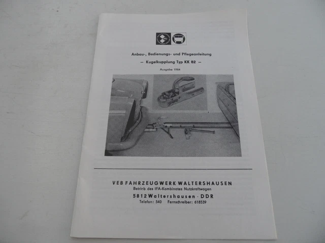 Originale Ddr Anbau Bedienungs Und Pflegeanleitung Kugelkupplung Typ Kk