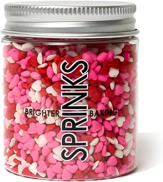 MINI LOVE HEARTS Sprinkles 65G Edible Decorations Heart Shaped Toppings ...