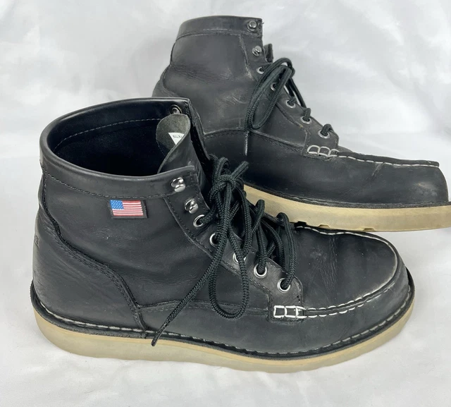 DANNER BULL RUN Boots Mens 9.5 Black Leather Moc Toe 6" Casual Work ...