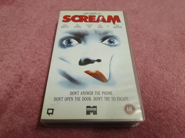 SCREAM VHS VIDEO Tape (1996) Neve Campbell , Courtney Cox, Wes Craven £ ...