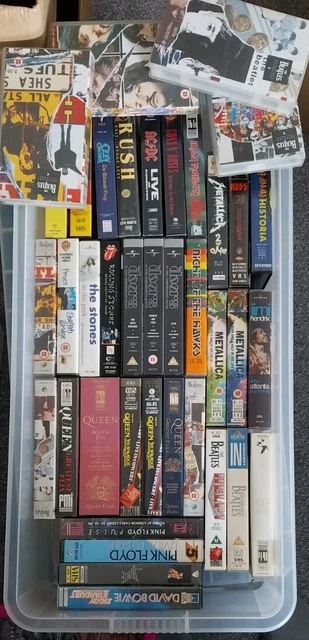 VHS MUSIC VIDEO Joblot Inc Black Sabbath,The Beatles,Queen,acdc,guns ...