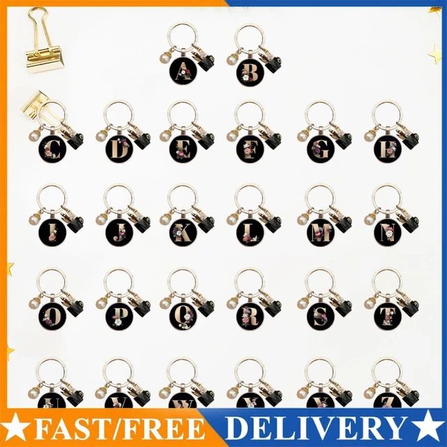 PEARL CAR KEYCHAIN Letter A-Z Keychain Alphabet Letter Keychain for ...