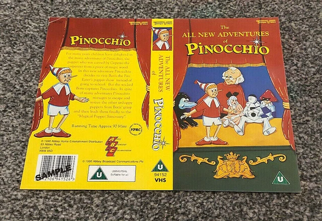 NEW ADVENTURES OF Pinocchio Sample Unfolded Replacement Vhs Sleeve ...