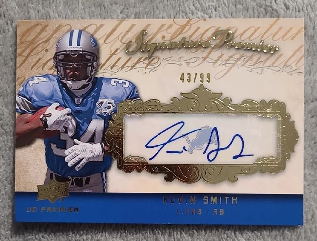 KEVIN SMITH AUTOGRAPHE 2008 UD Signature Premier Detroit Lions #'d/99 ...