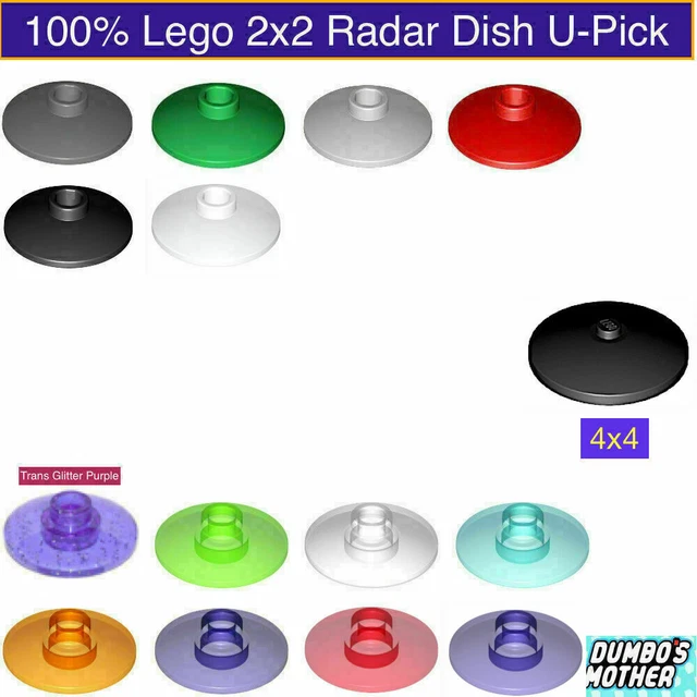 LEGO 2X2 INVERTED Radar Dish 4x4 Round Space Trans colors Red Green ...