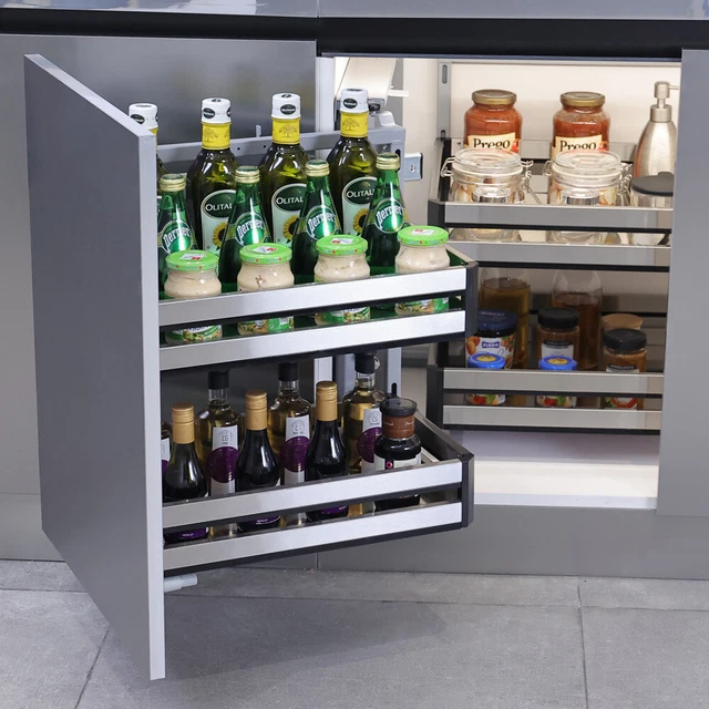CORNER KITCHEN PULL Out Baskets Storage 4 Metal Storage Drawers Slide ...