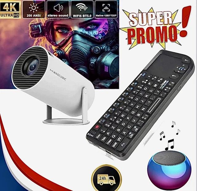 MINI PROJECTEUR, VIDÉOPROJECTEUR portable Android Wifi 6 BT 5.0 4K Mini ...