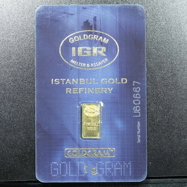 1 GRAM GOLD Bar IGR Istanbul Gold Refinery .9999 Fine (In Assay) (#6 ...