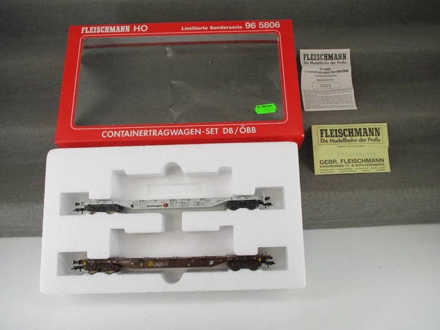 FLEISCHMANN SPUR H0 96 5806 K Güterwagen Set Containertragwagen der DB / ÖBB OVP EUR 84,90 ...