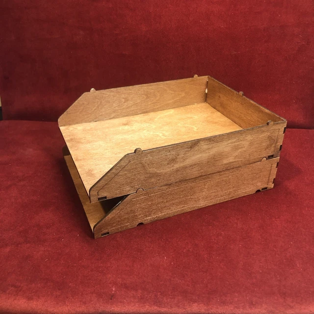 WOODEN A5 STACKING paper trays. 2 X Oak Paper Trays . Stacking Office ...
