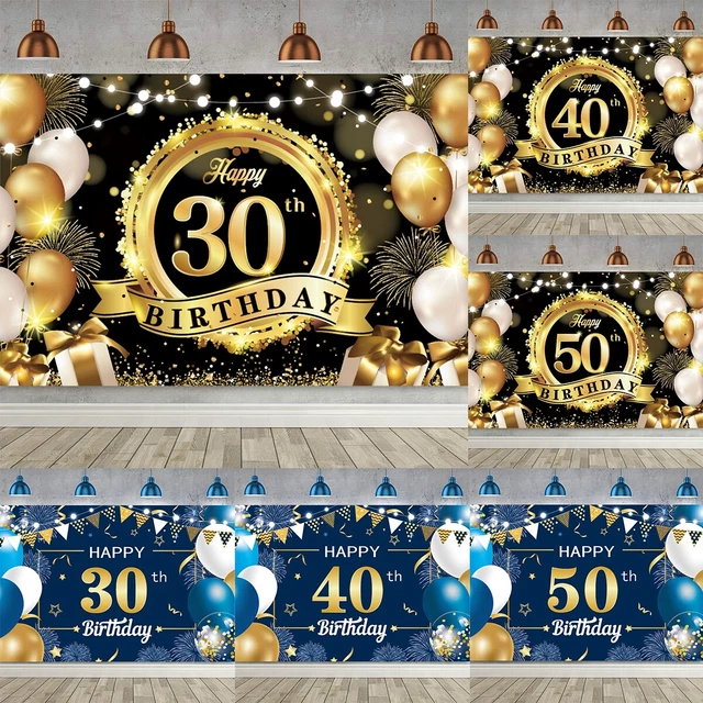 Happy Birthday Backdrop Banner Black Gold Birthday Background Birthday
