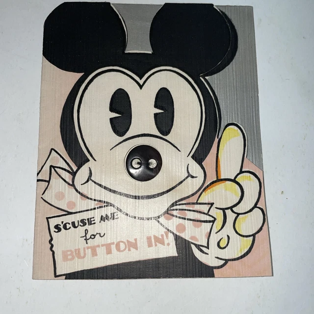 VINTAGE 1930S WALT Disney Birthday Card Mickey Mouse Hallmark Button ...