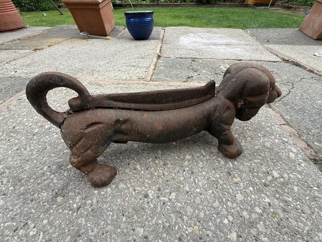 VINTAGE CAST METAL Sausage Dog Boot Scraper Dachshund Bootscraper 13.5 ...