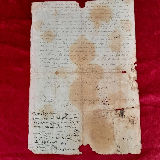 DOC-1289. ANCIENNE ACTE Notarié. Signé Par Pere Bertran, Manuel Queralt ...