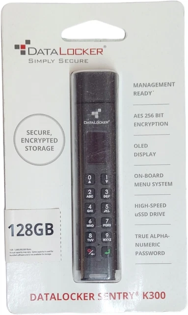 DATALOCKER SENTRY K300 128GB Secure Encrypted USB 3.2 Gen1 Micro SSD ...