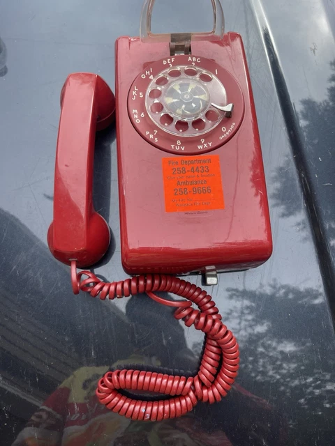 VINTAGE BELL SYSTEMS Western Electric Red Rotary Dial Wall Phone £49.03 ...