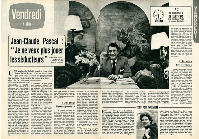 COUPURE DE PRESSE Clipping 1976 Jean Claude Pascal Françoise Christophe ...