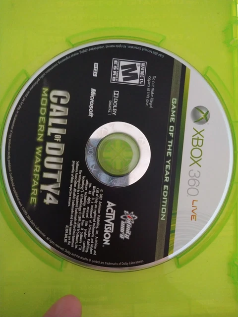 CALL OF DUTY 4: Modern Warfare GOTY (Microsoft Xbox 360, 2008) COD 4 ...