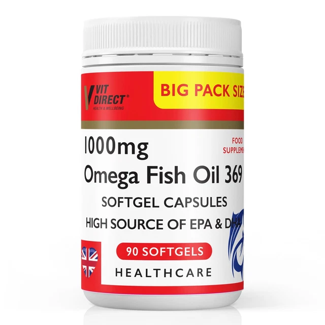 OMEGA FISH OIL 369-90 Soft Gel Capsules 1000mg High Source of EPA & DHA ...